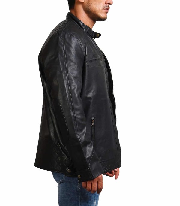 Angus Black Genuine Leather Biker Jacket For Men - Jacketmadness