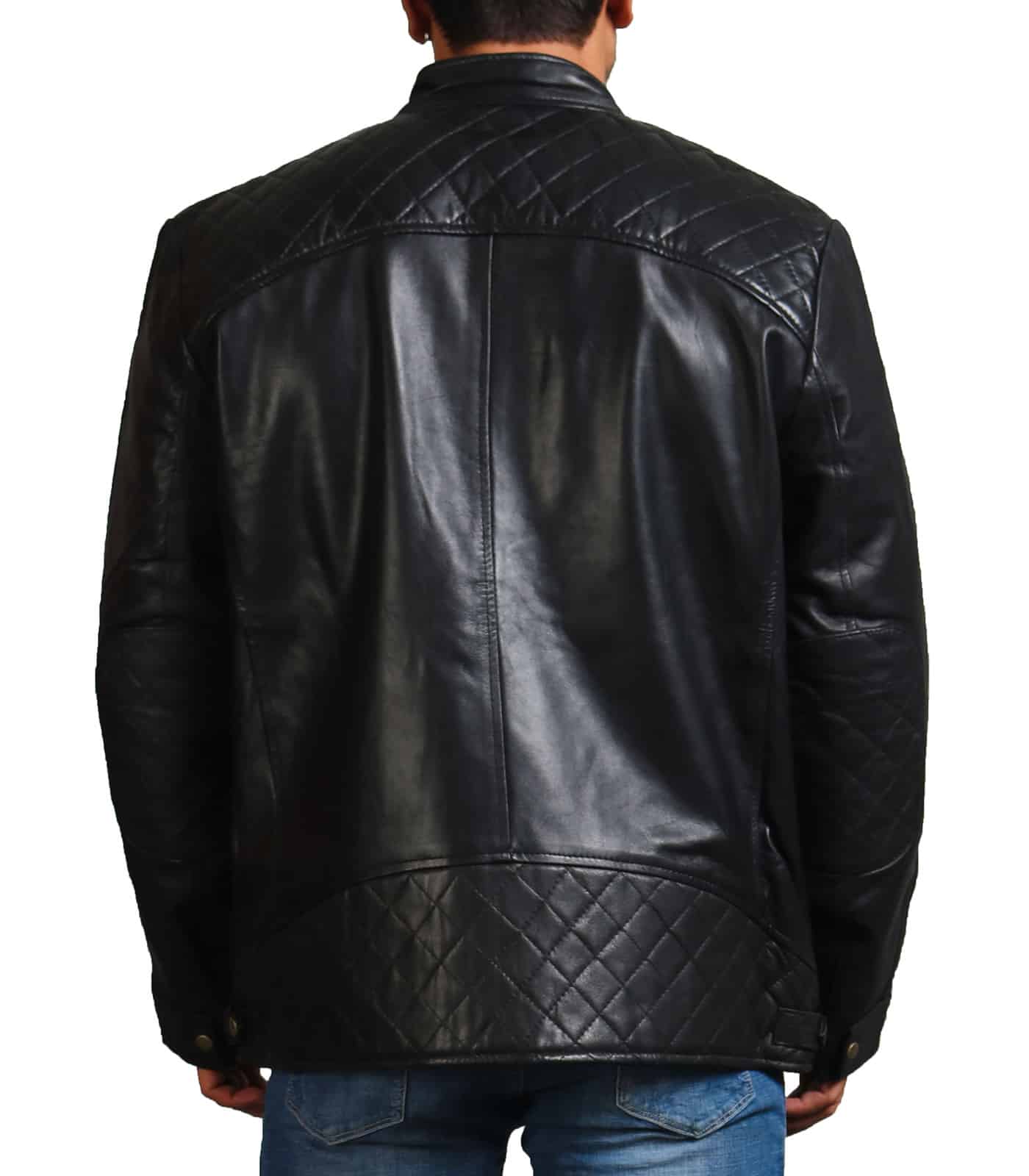 Angus Black Genuine Leather Biker Jacket For Men - Jacketmadness