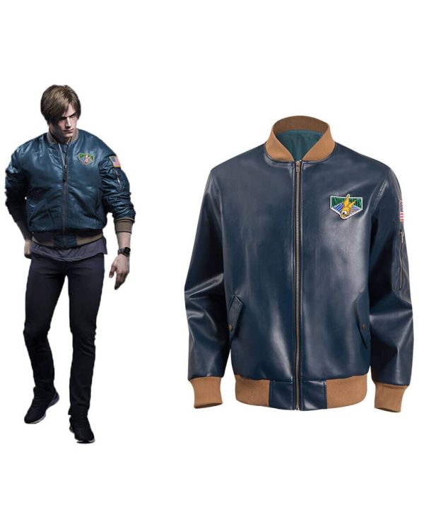 Resident Evil 4 Leon S Kennedy Blue Bomber Jacket - Jacketmadness