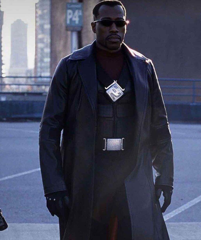 Wesley Snipes Blade Black Leather Trench Coat - Jacketmadness
