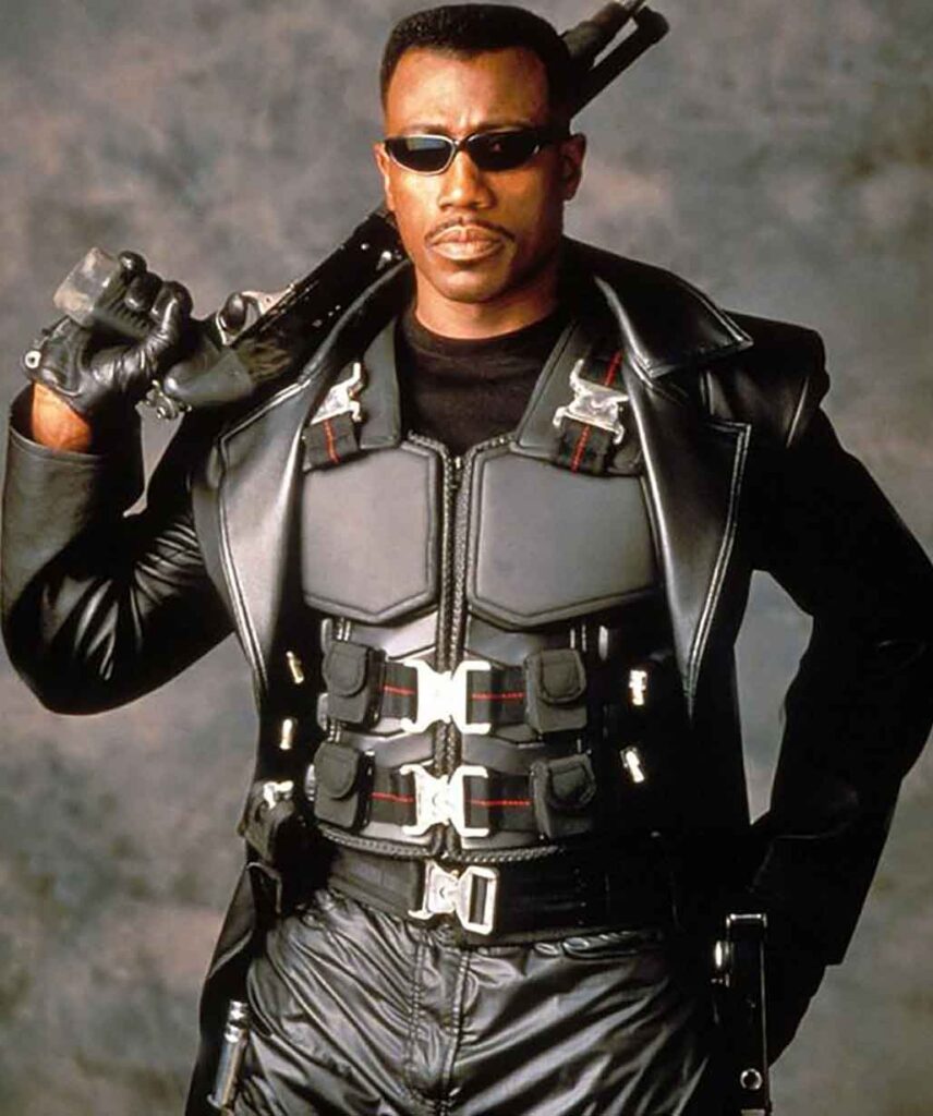 Wesley Snipes Blade Black Leather Trench Coat - Jacketmadness