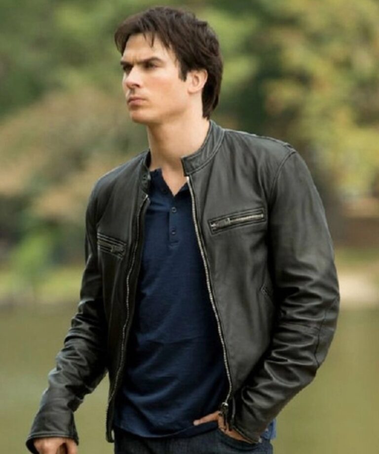 The Vampire Diaries Damon Salvatore Black Leather Jacket - Jacketmadness