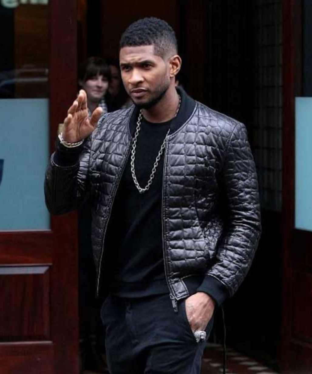 Usher Black Quilted Bomber Leather Jacket - Jacketmadness