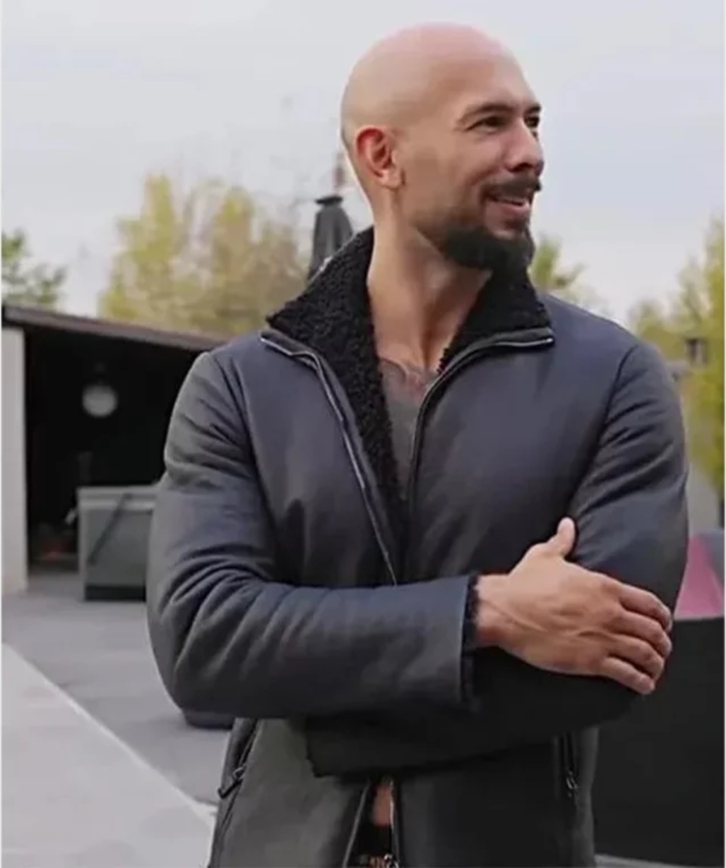 Andrew Tate Shearling Black Leather Jacket - Jacketmadness