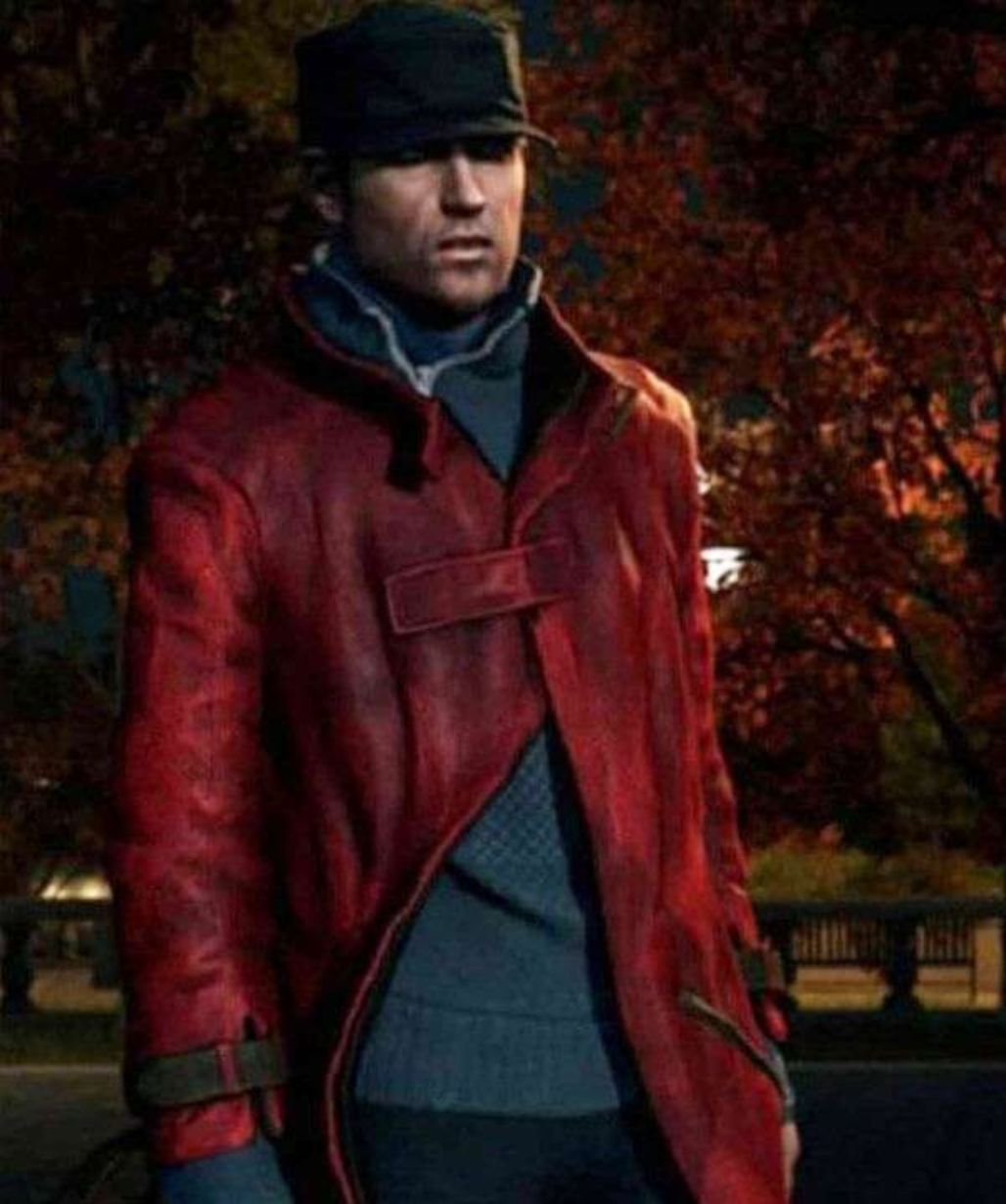 Watch Dogs Aiden Pearce Red Leather Coat - Jacketmadness