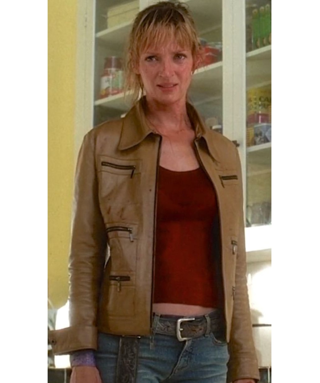Kill Bill 2 Uma Thurman Brown Leather Jacket - Jacketmadness