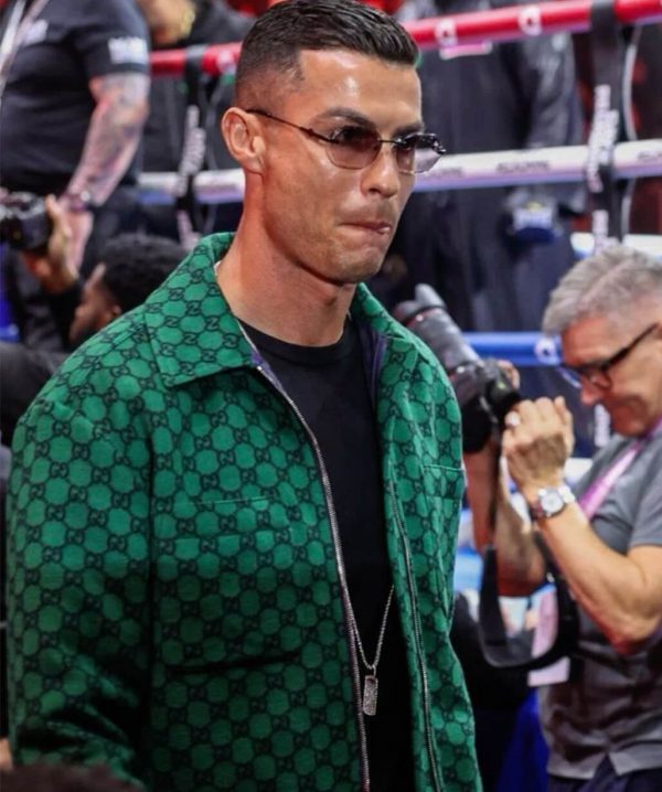 Cristiano Ronaldo Outfit Green Wool Jacket