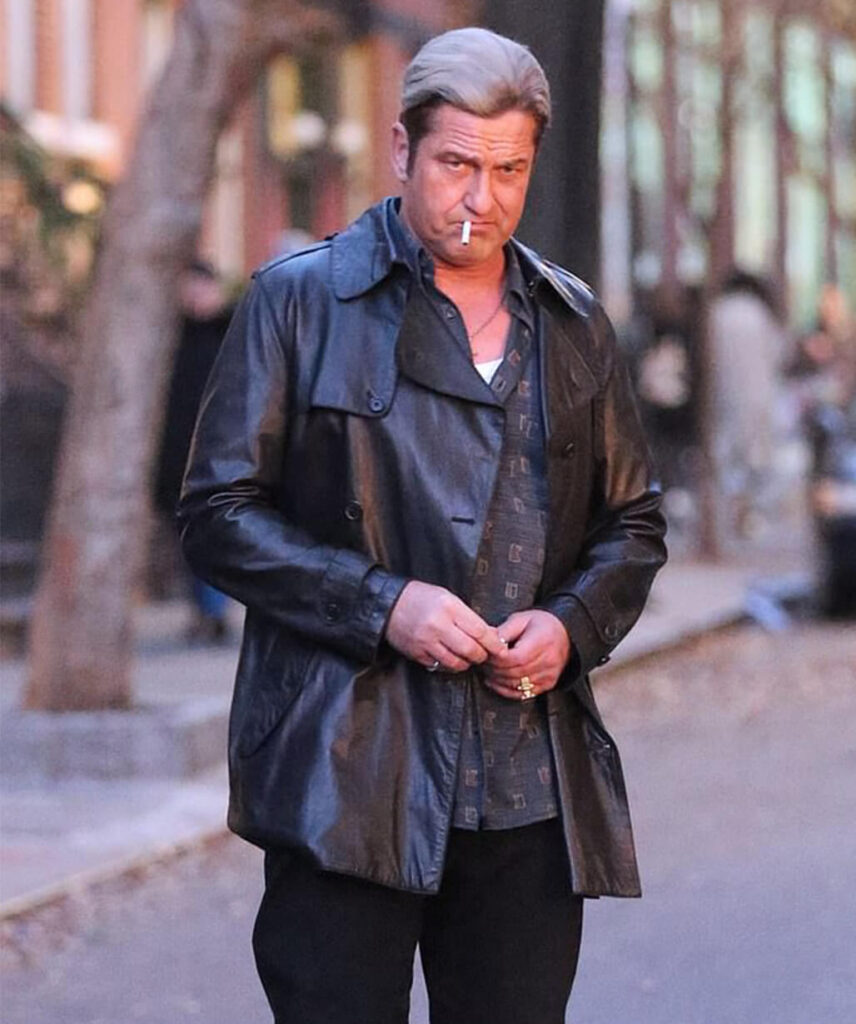 In the Hand of Dante Gerard Butler Black Leather Coat