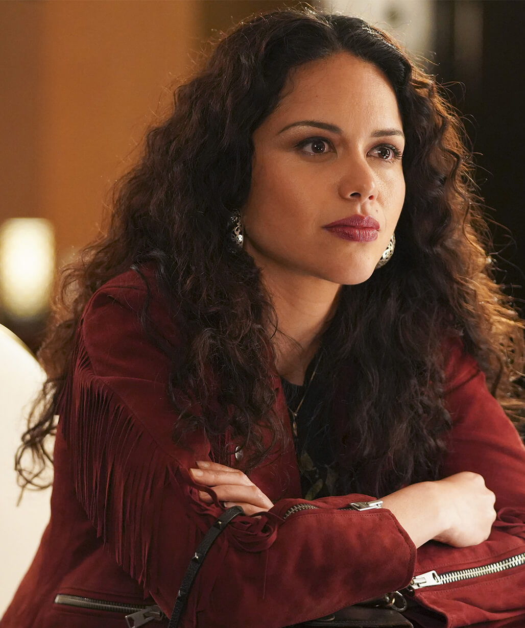 The Rookie Alyssa Diaz Maroon Biker Suede Jacket