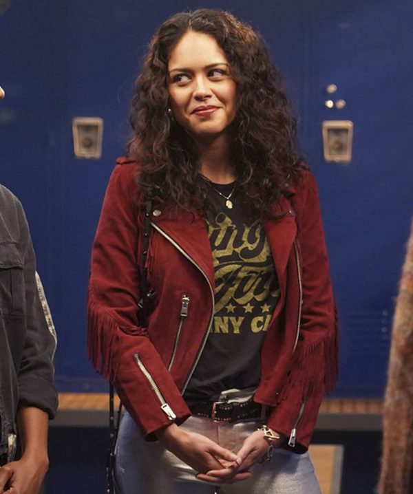 The Rookie Alyssa Diaz Maroon Biker Suede Jacket