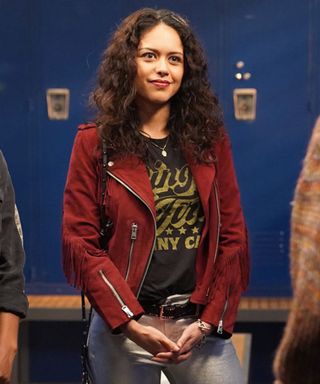 The Rookie Alyssa Diaz Maroon Biker Suede Jacket