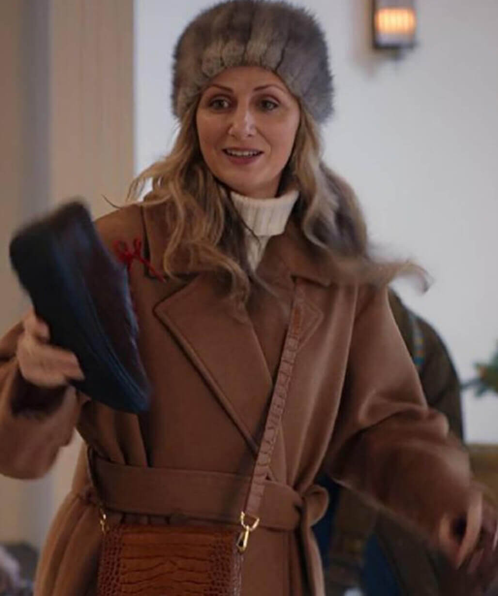 Man Vs Baby S01 Kelly Hampson Brown Wrap Coat